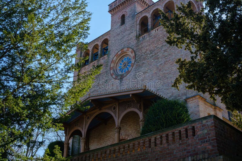 Old German Building with a Clock in a Park Stock Photo - Image of ...