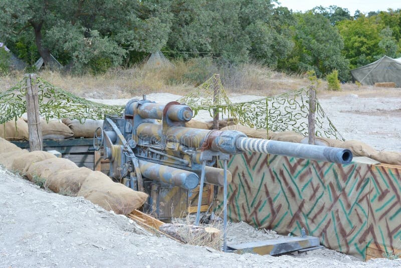 The old German cannon stock image. Image of mountains - 60919607