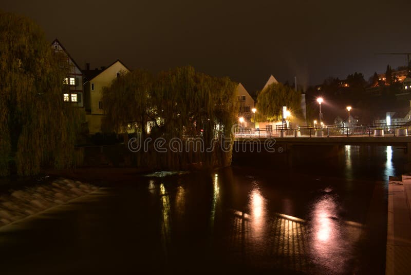 Old german city at night stock image. Image of town - 106578937