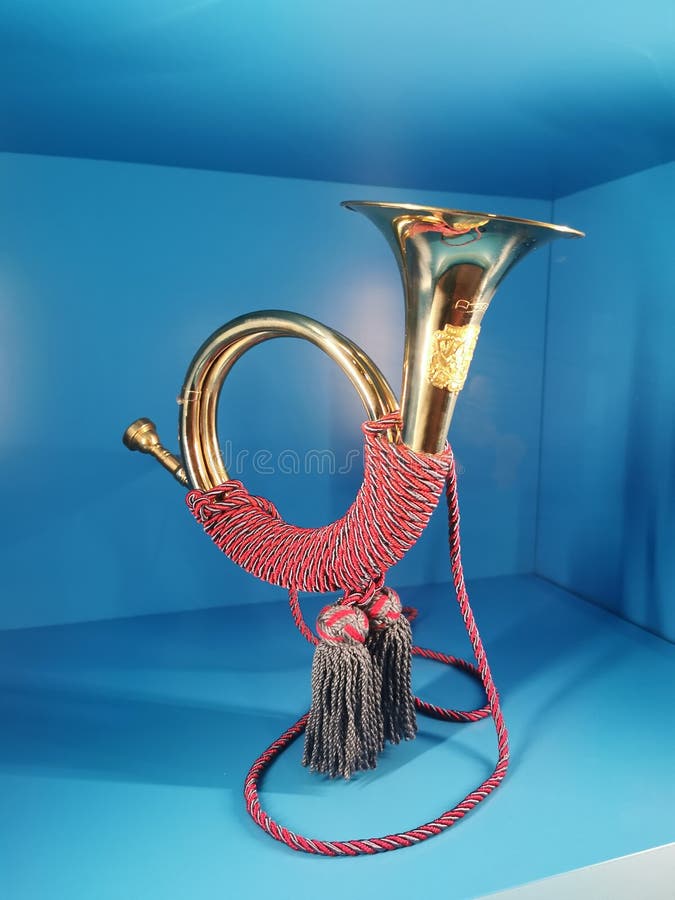 Old german postman trumpet stock photo. Image of lighting - 261804276