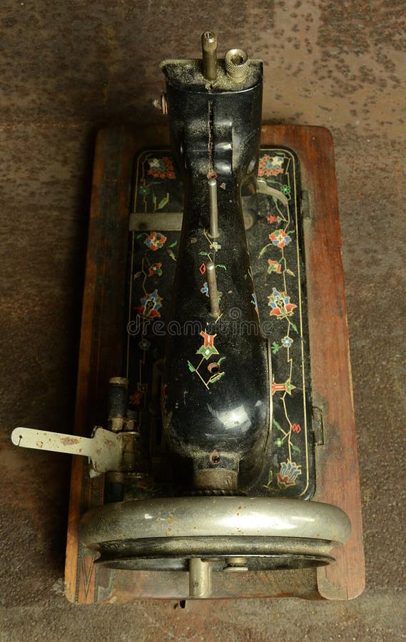 Old German Sewing Machine on a Sheet of Rusty Iron. Stock Photo - Image ...