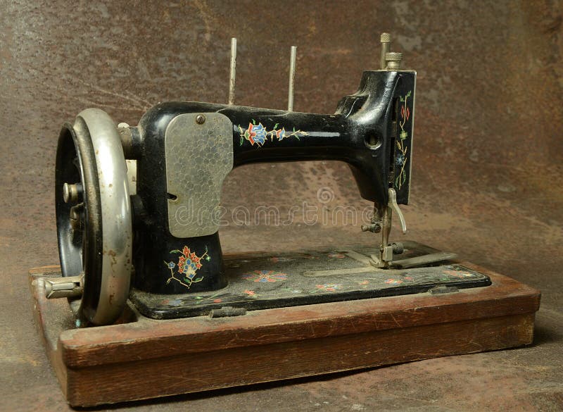 Old German Sewing Machine on a Sheet of Rusty Iron. Stock Photo - Image ...