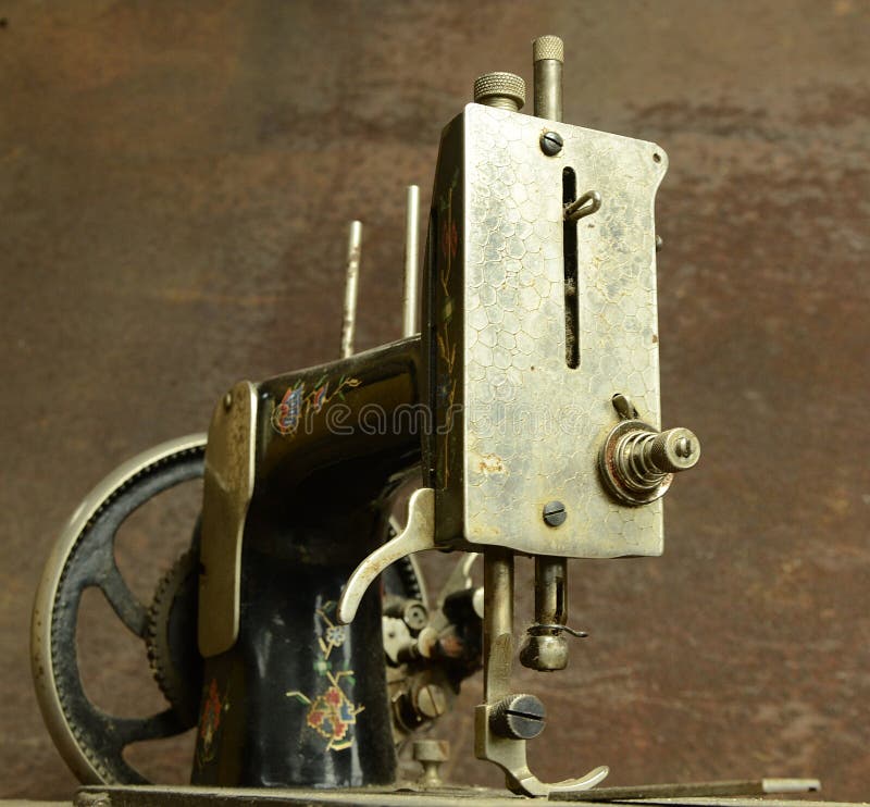 Old German Sewing Machine on a Sheet of Rusty Iron. Stock Photo - Image ...