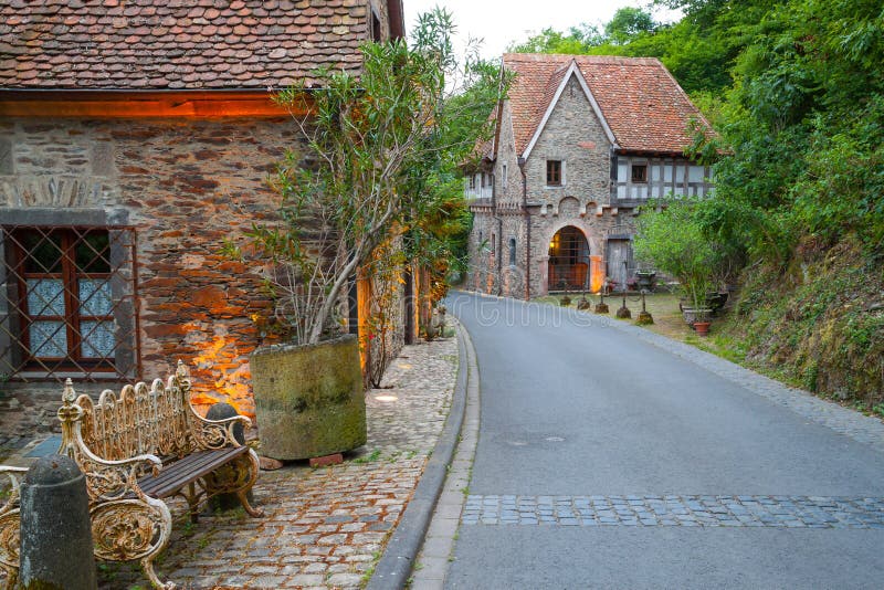 Old German village street stock photo. Image of building - 42846868