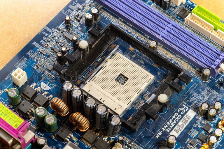 Old GigaByte Motherboard with an Empty CPU Socket, No Processor ...