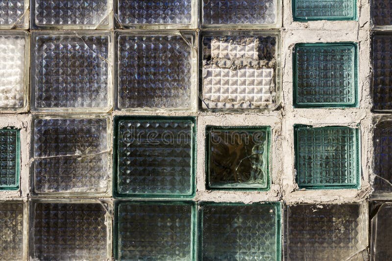 Old Glass Block Wall Texture Stock Image - Image of decoration, decor ...