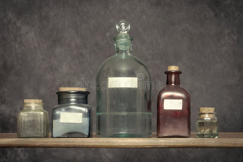 Old Glass Bottles are in a Laboratory Stock Image - Image of analysis ...