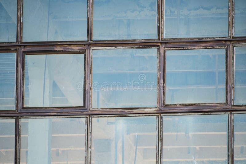 Old Glass Facade Abandoned Building Stock Image - Image of construction ...