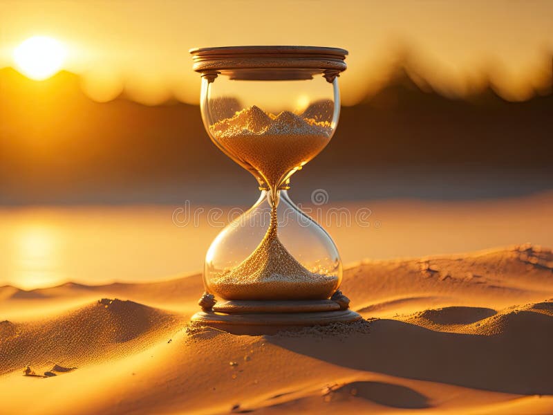 Old Glass Hourglass Lying in the Sand. Ai Generative Stock Illustration ...
