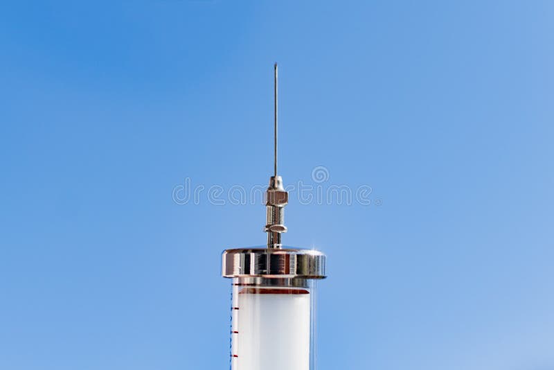 An Old Glass Syringe with a Needle Stock Photo - Image of retro ...