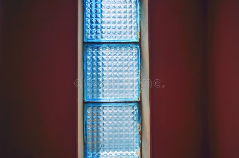 Old Glass Wall Blocks in the Wall of a Soviet-style House. Scattered ...