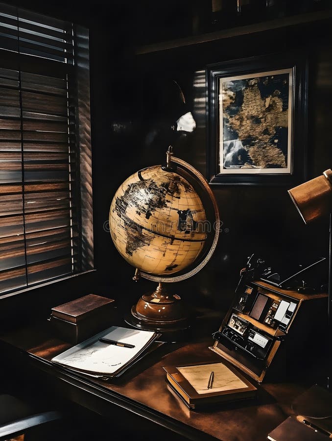 Old Globe Map Geography Education in a Classroom Stock Illustration ...