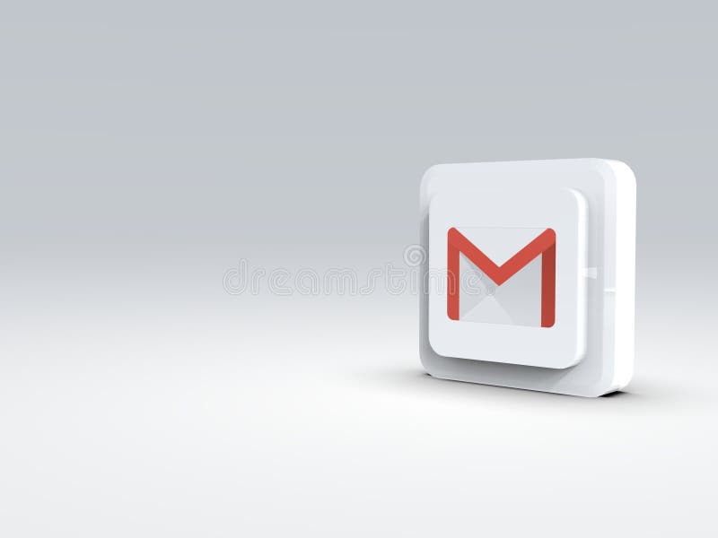 Old Gmail App 3d Render, White Background Isolated Button Side View ...