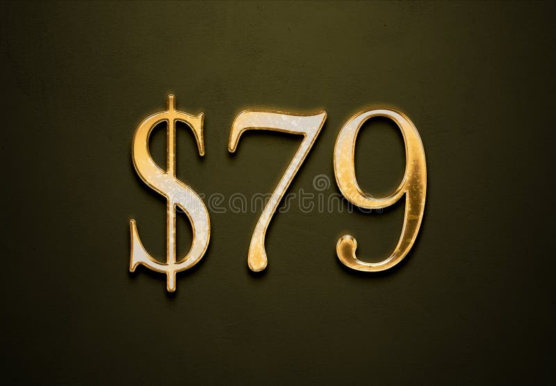 Old Gold Effect of 79 Dollars with 3D Glossy Style Mockup. Stock Photo ...