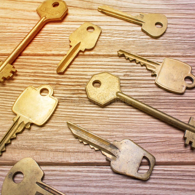 Older Different Keys on Table Stock Image - Image of lock, board: 83932685