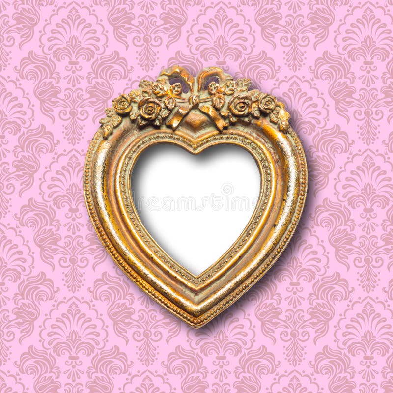 Old Gold Ornamental Heart Shape Picture Frame Stock Image - Image of ...