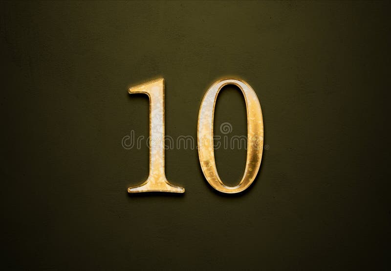 Old Gold Effect of Number 10 with 3D Glossy Style Mockup. Stock ...