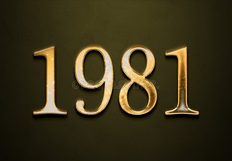 Old Gold Effect of 1981 Number with 3D Glossy Style Mockup. Stock ...