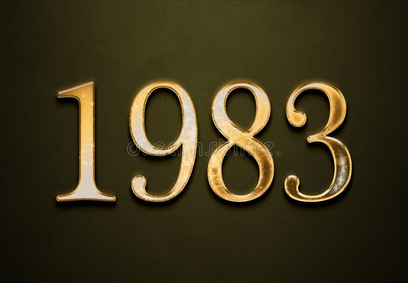 Old Gold Effect of 1983 Number with 3D Glossy Style Mockup. Stock Photo ...