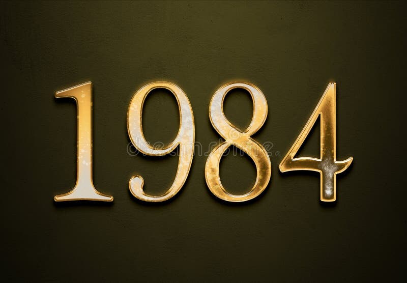 Old Gold Effect of 1984 Number with 3D Glossy Style Mockup. Stock ...
