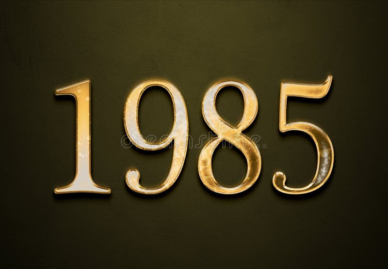 Old Gold Effect of 1985 Number with 3D Glossy Style Mockup. Stock ...