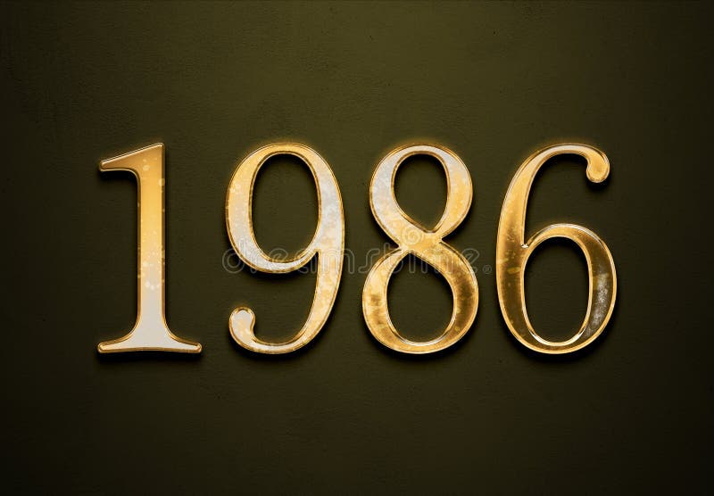 Old Gold Effect of 1986 Number with 3D Glossy Style Mockup. Stock ...