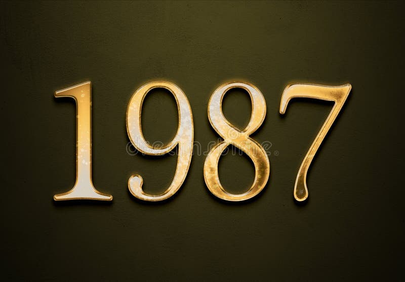Old Gold Effect of 1987 Number with 3D Glossy Style Mockup. Stock ...