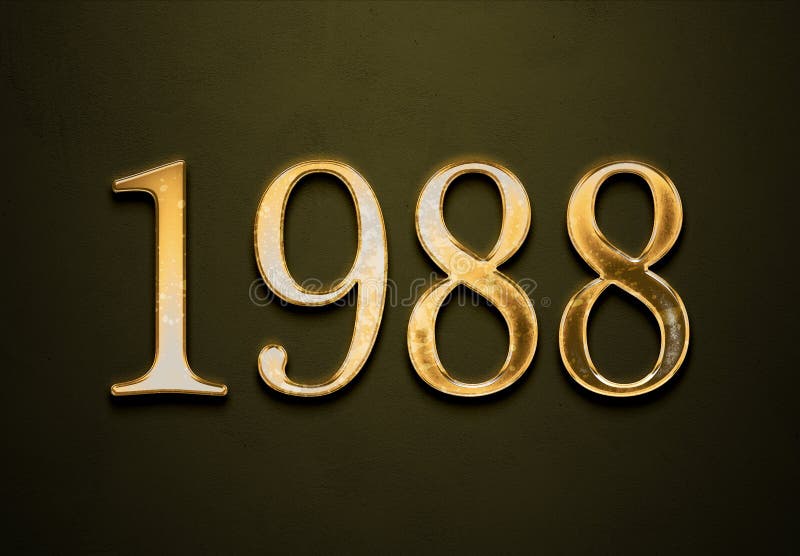 Old Gold Effect of 1988 Number with 3D Glossy Style Mockup. Stock ...