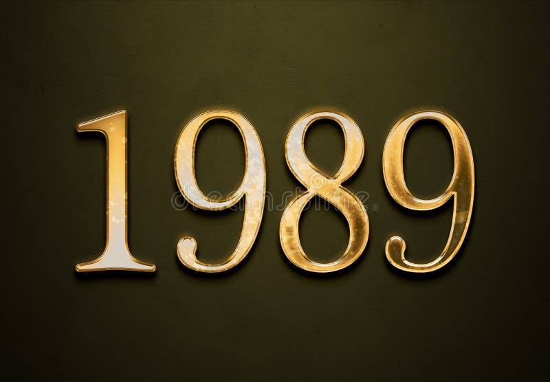 Old Gold Effect of 1989 Number with 3D Glossy Style Mockup. Stock ...