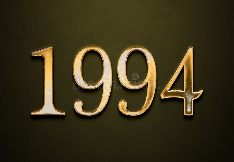 Old Gold Effect of 1994 Number with 3D Glossy Style Mockup. Stock Photo ...