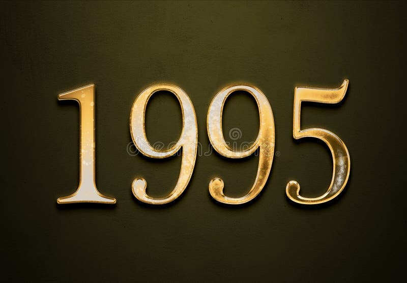 Old Gold Effect of 1995 Number with 3D Glossy Style Mockup. Stock Image ...