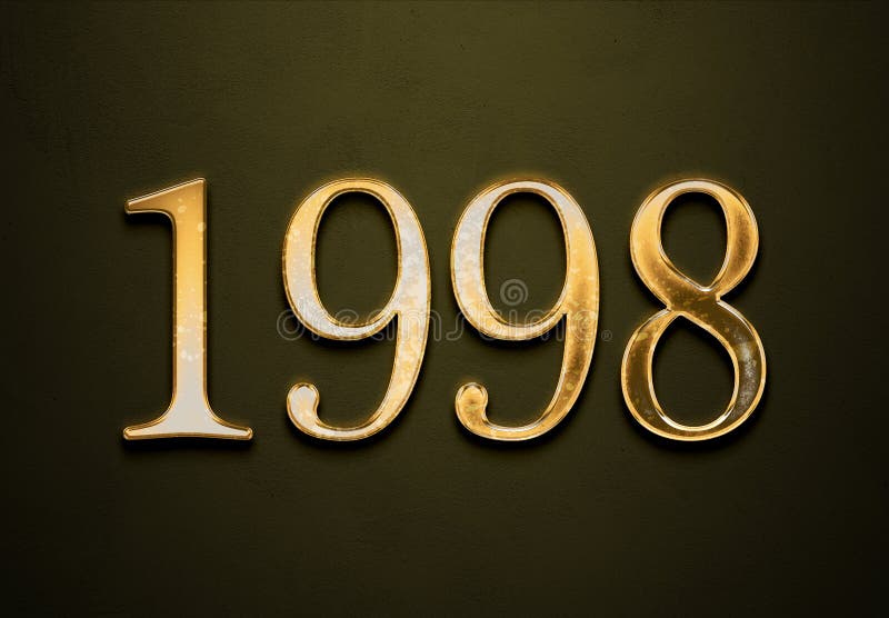 Old Gold Effect of 1998 Number with 3D Glossy Style Mockup. Stock Photo ...