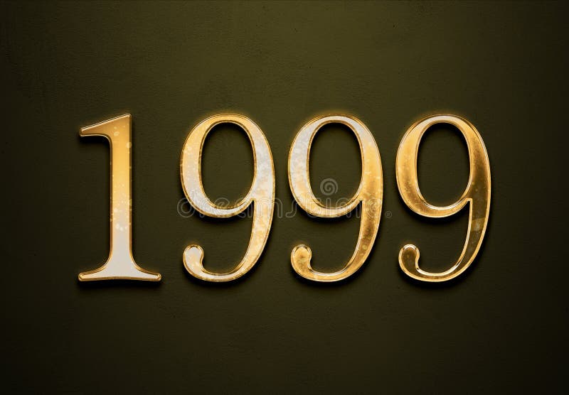 Old Gold Effect of 1999 Number with 3D Glossy Style Mockup. Stock Image ...