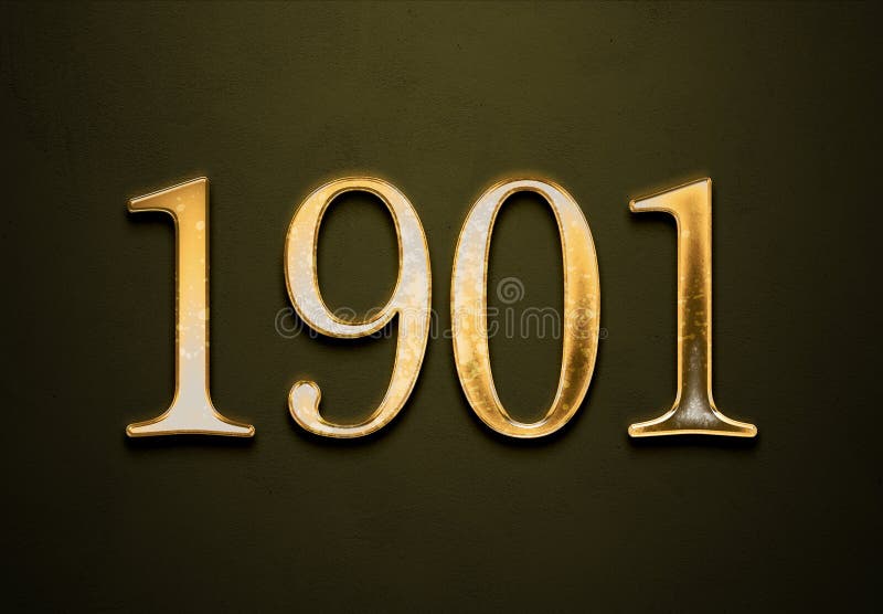 Old Gold Effect of 1901 Number with 3D Glossy Style Mockup. Stock Image ...