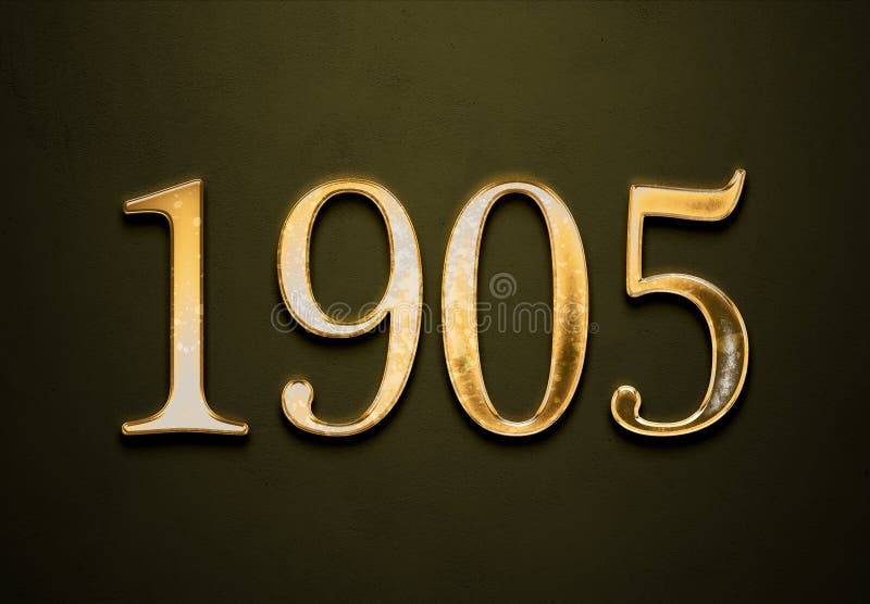 Old Gold Effect of 1905 Number with 3D Glossy Style Mockup. Stock Photo ...