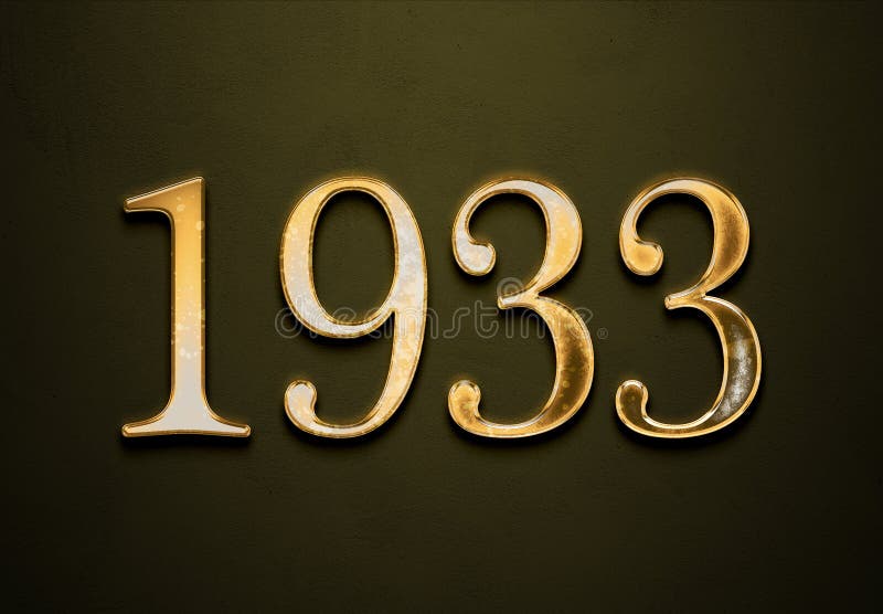 Old Gold Effect of 1933 Number with 3D Glossy Style Mockup. Stock Photo ...