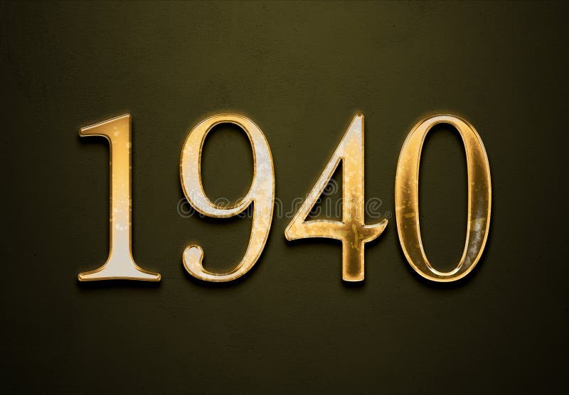 Old Gold Effect of 1940 Number with 3D Glossy Style Mockup. Stock Image ...
