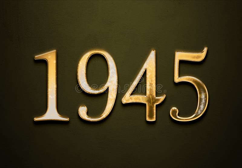Old Gold Effect of 1945 Number with 3D Glossy Style Mockup. Stock Photo ...