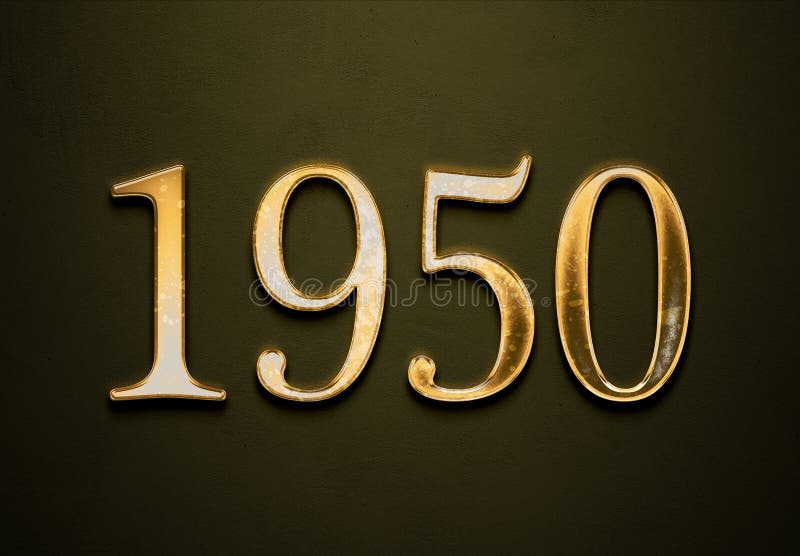 Old Gold Effect of 1950 Number with 3D Glossy Style Mockup. Stock Photo ...