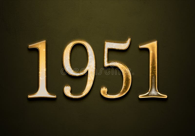 Old Gold Effect of 1951 Number with 3D Glossy Style Mockup. Stock Photo ...