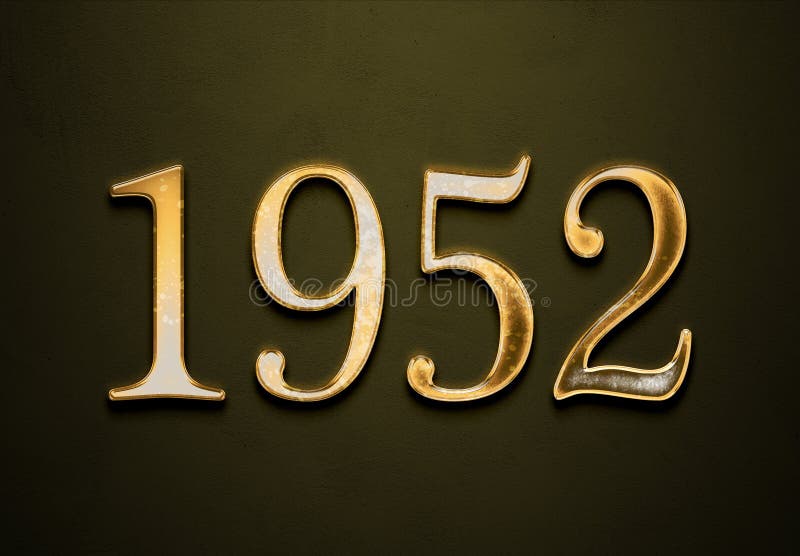 Old Gold Effect of 1952 Number with 3D Glossy Style Mockup. Stock Image ...