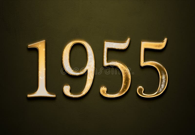 Old Gold Effect of 1955 Number with 3D Glossy Style Mockup. Stock Image ...
