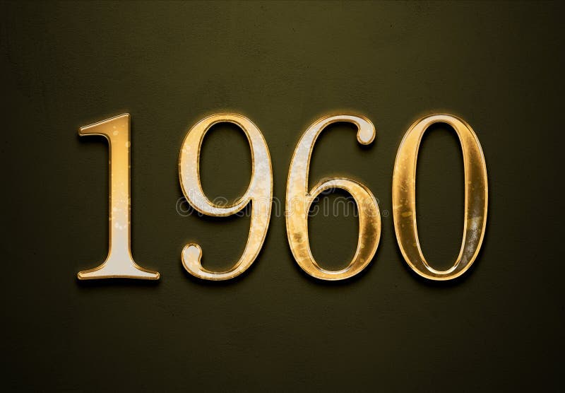 Old Gold Effect of 1960 Number with 3D Glossy Style Mockup. Stock ...