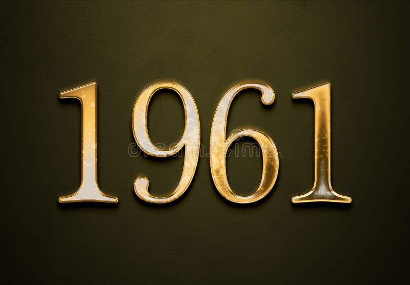 Old Gold Effect of 1961 Number with 3D Glossy Style Mockup. Stock ...