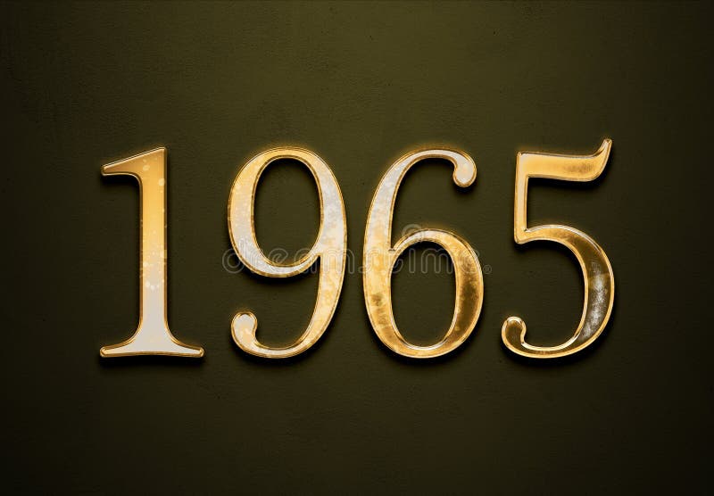 Old Gold Effect of 1965 Number with 3D Glossy Style Mockup. Stock Image ...