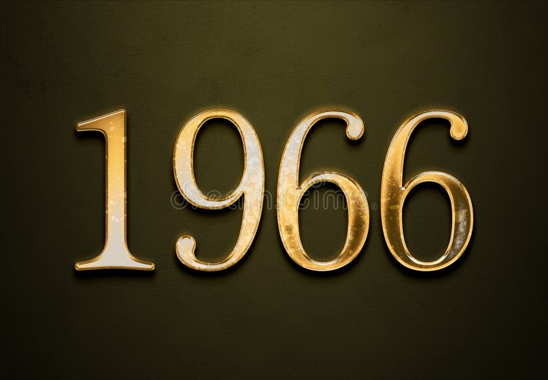 Old Gold Effect of 1966 Number with 3D Glossy Style Mockup. Stock Photo ...