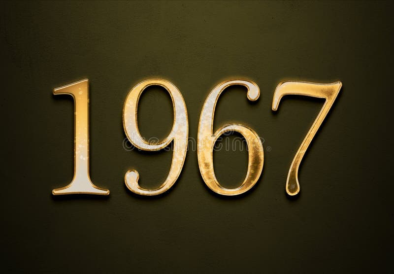Old Gold Effect of 1967 Number with 3D Glossy Style Mockup. Stock Photo ...