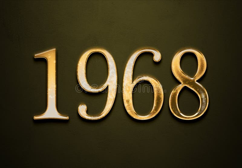 Old Gold Effect of 1968 Number with 3D Glossy Style Mockup. Stock Photo ...
