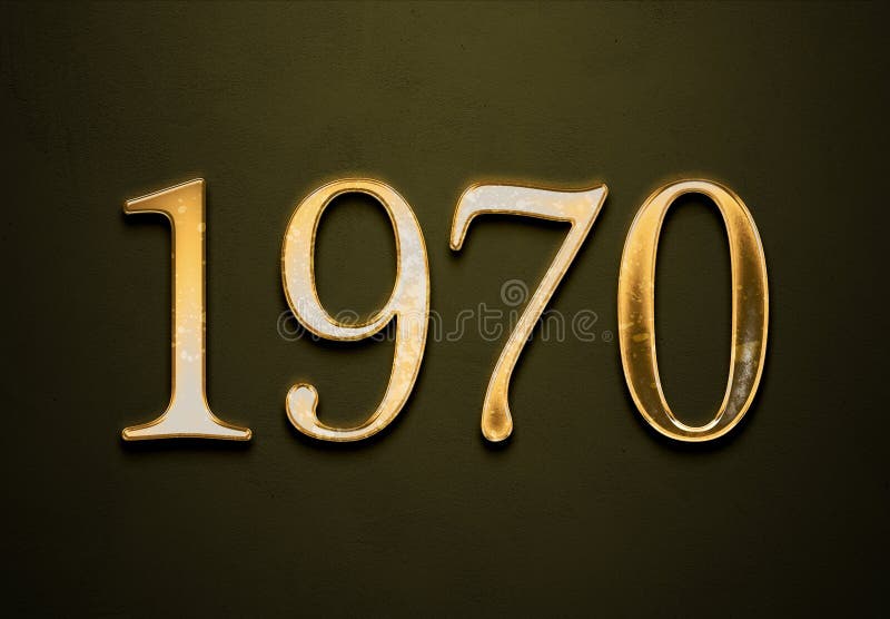 Old Gold Effect of 1970 Number with 3D Glossy Style Mockup. Stock Image ...
