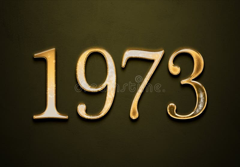 Old Gold Effect of 1973 Number with 3D Glossy Style Mockup. Stock Image ...